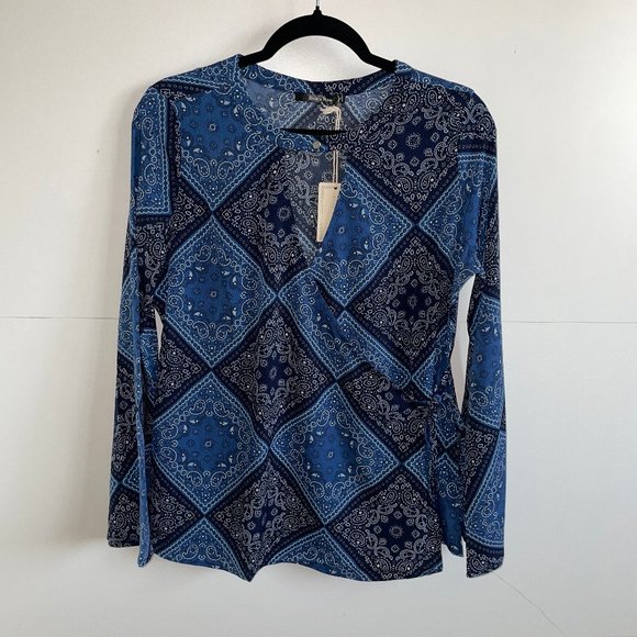 Doe & Rae | Tops | Nwt Doe Rae Bandana Print Wrap Shirt | Poshmark
